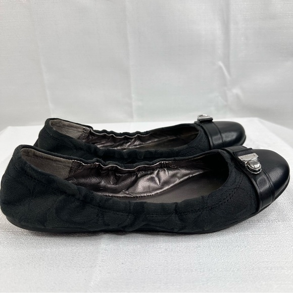 Coach | Shoes | Coach Ballet Flats Cloth And Leather With Silver Coach ...